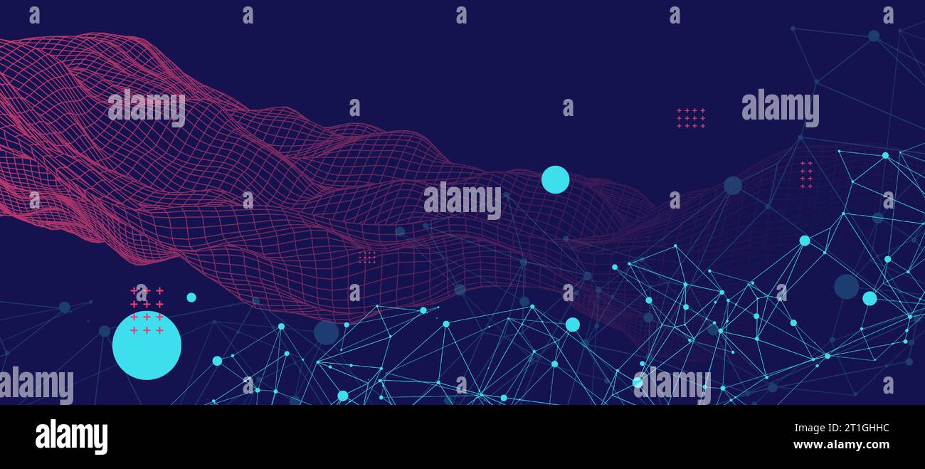 The abstract wave is made in a frame style. Template for science and ...