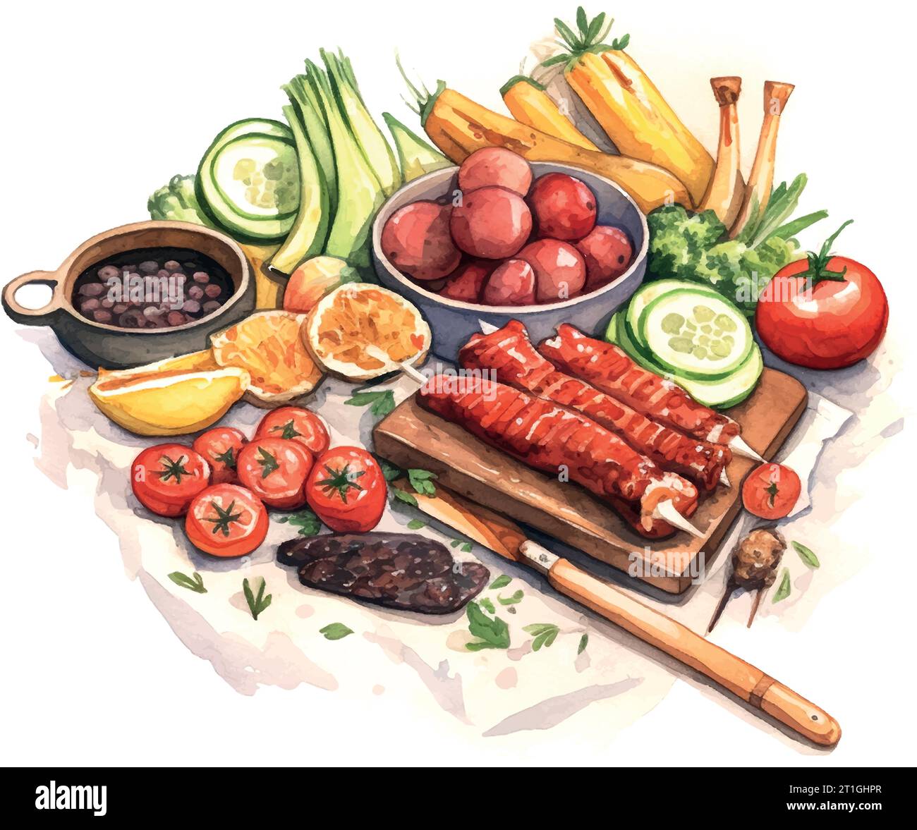 Watercolor breakfast still life watercolor for decoration design Stock ...