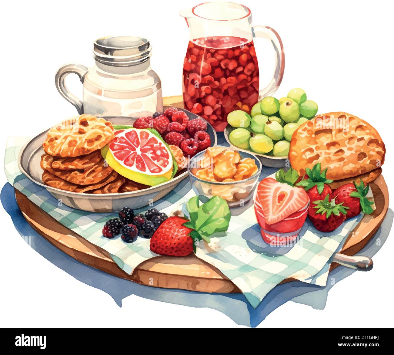 Watercolor breakfast still life watercolor for decoration design Stock ...