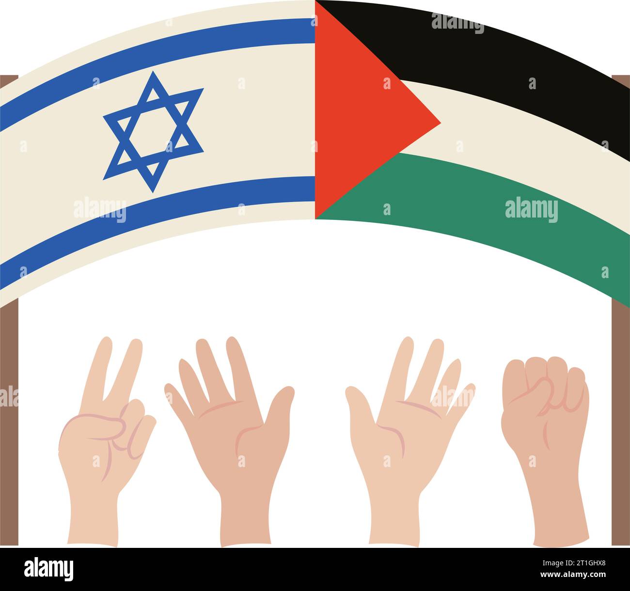 israel and palestine flags with hands Stock Vector Image & Art - Alamy