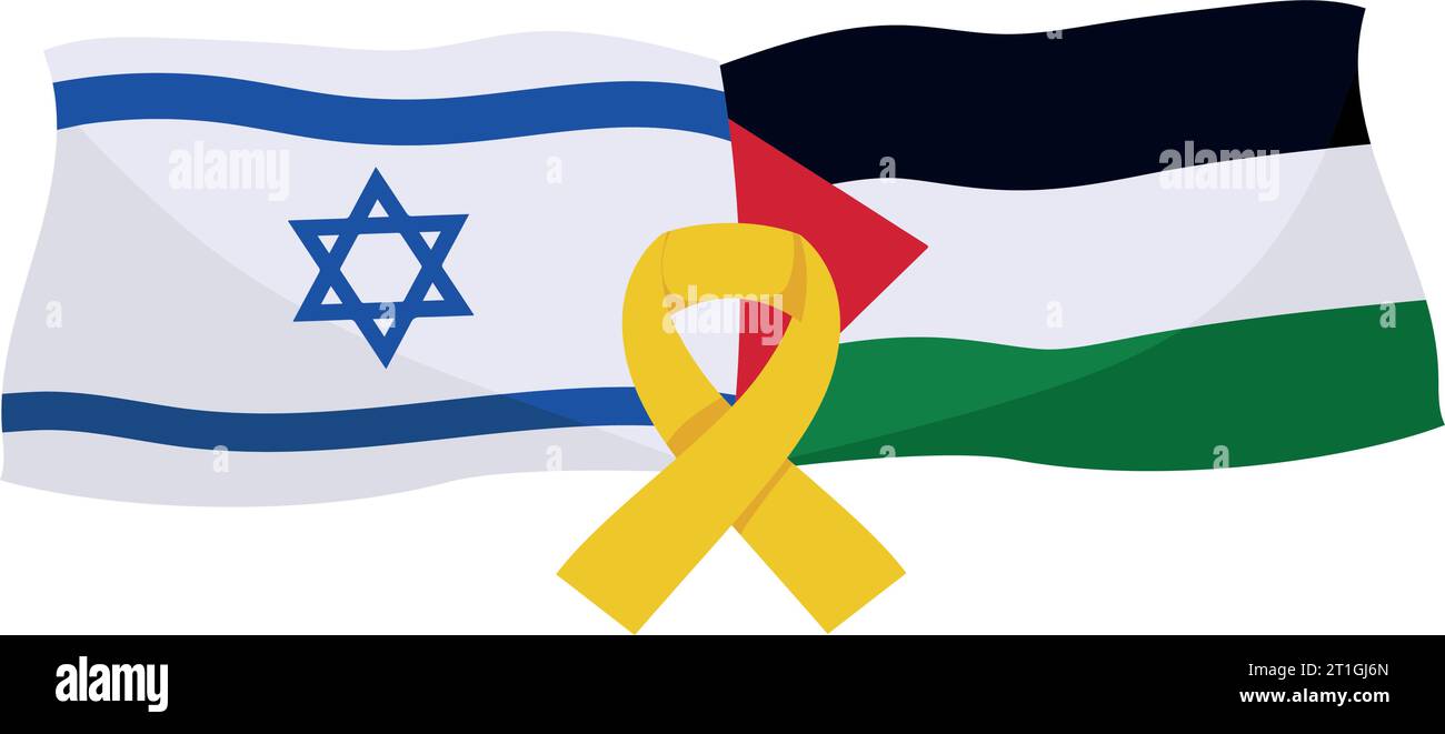 israel and palestine flags with yellow ribbon Stock Vector Image & Art ...