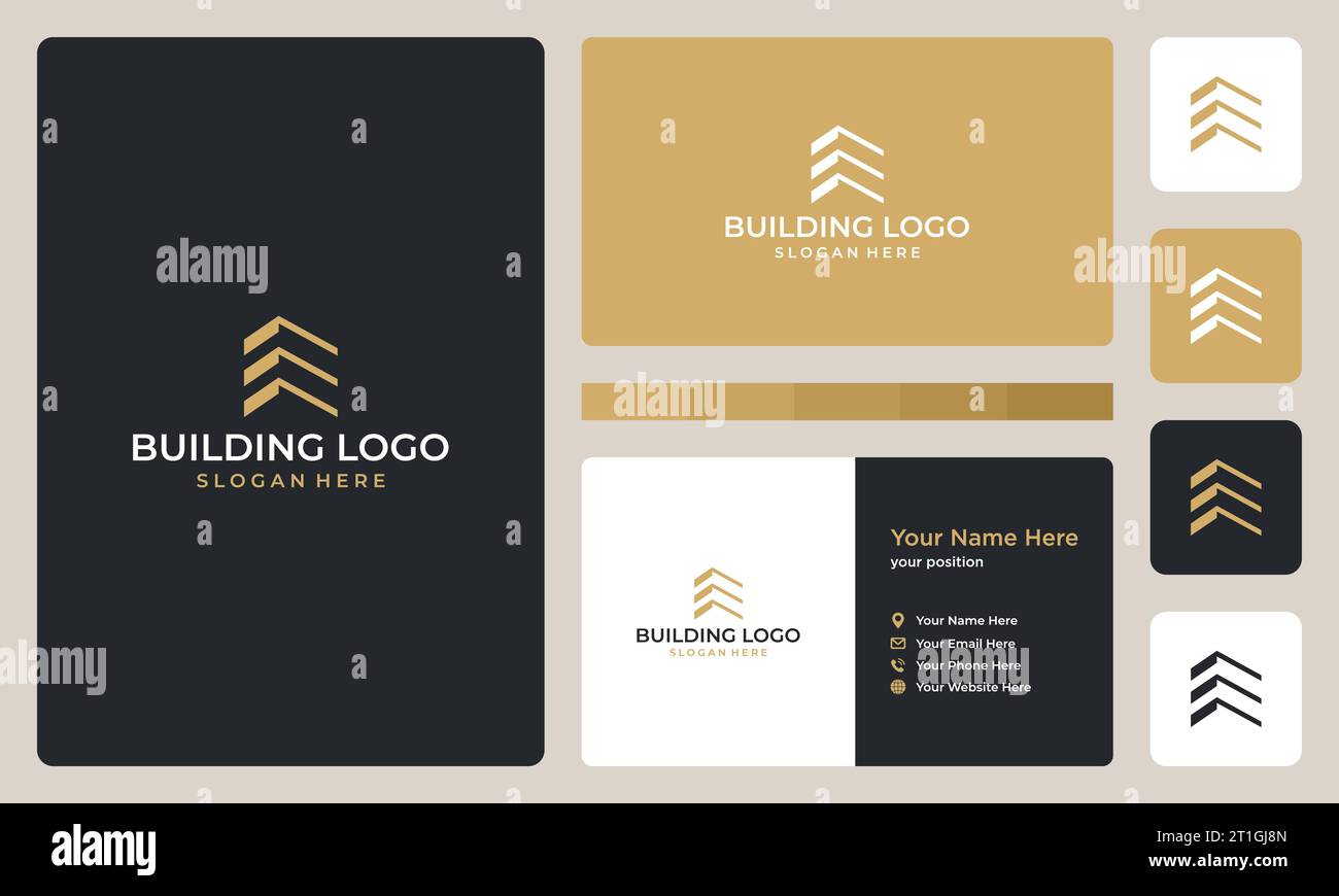 building design logos with line style. symbol for construction ...