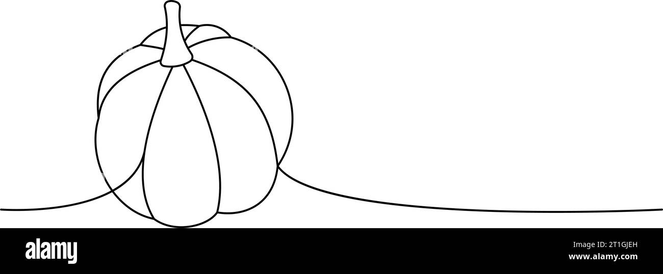 Halloween pumpkin, autumn vegetable one line continuous drawing ...