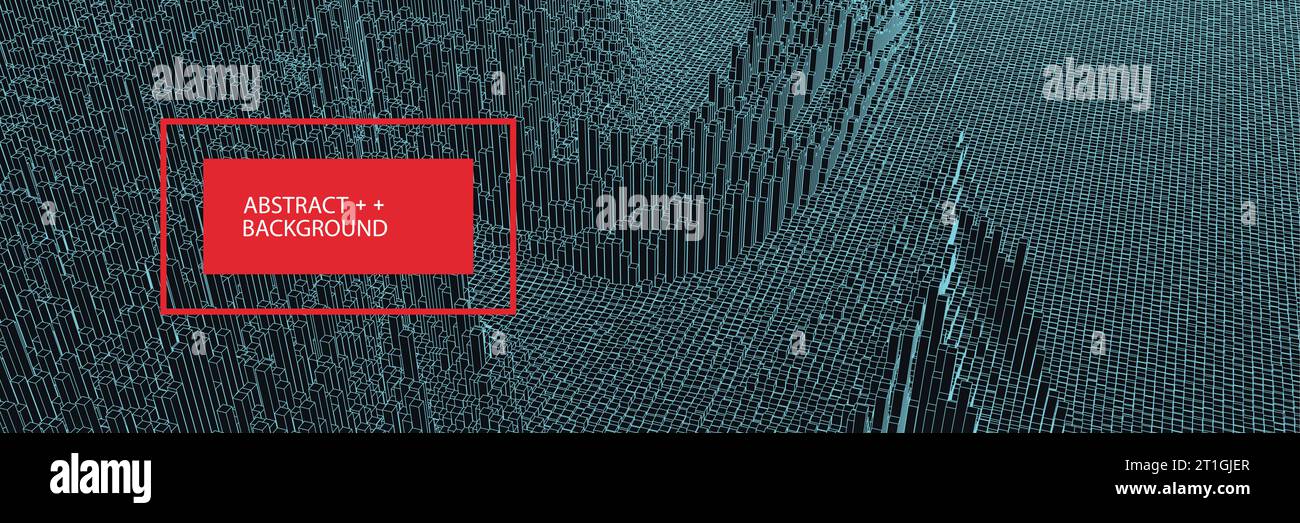 Square pattern. Wireframe landscape background. Futuristic vector ...