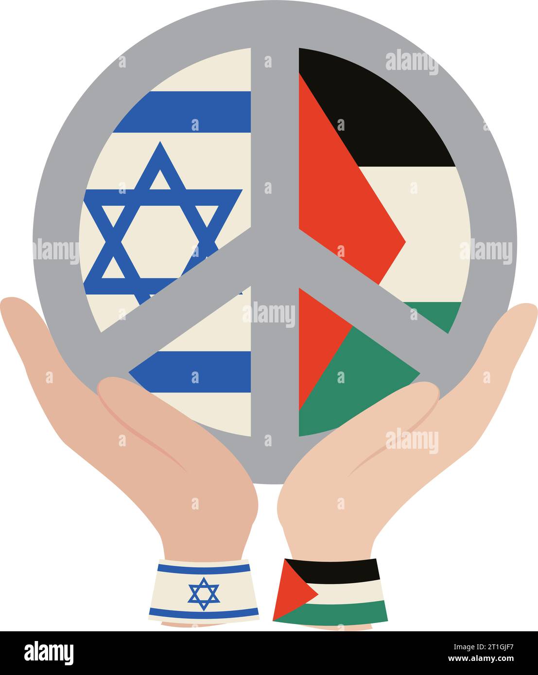 israel and palestine flags in hands and peace emblem Stock Vector Image ...