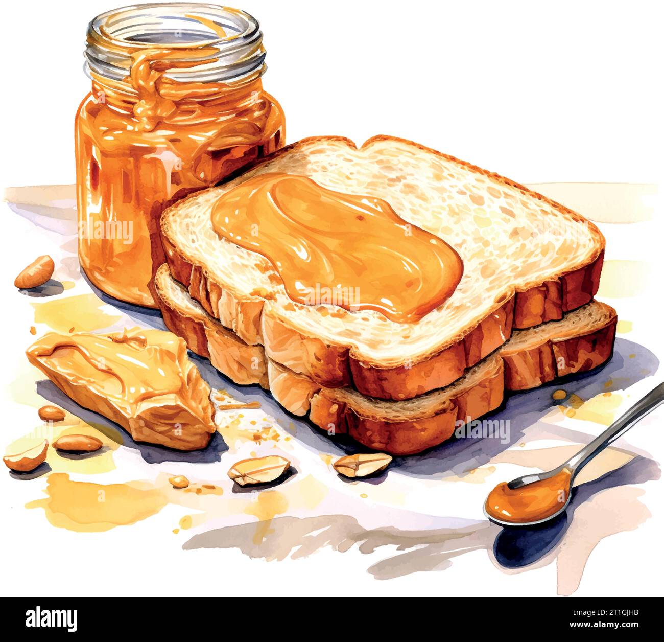 peanut butter sandwich watercolor on white background Stock Vector Image & Art - Alamy