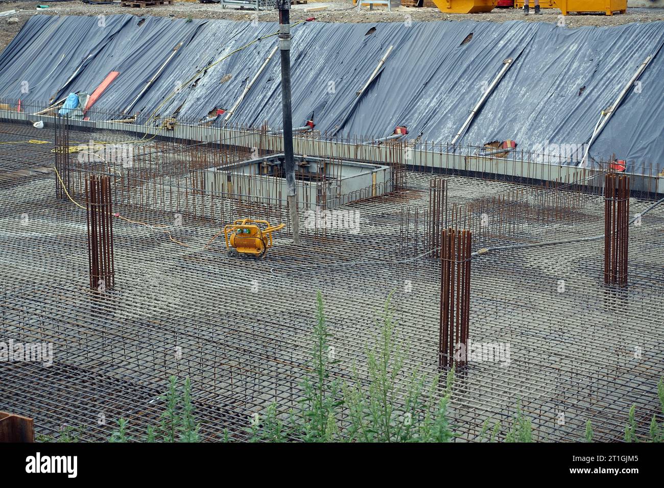 construction pit, foundation is poured, Germany, North Rhine-Westphalia ...