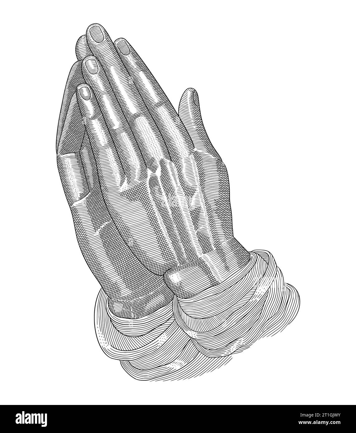 Praying hand, vintage engraving drawing style vector illustration Stock ...