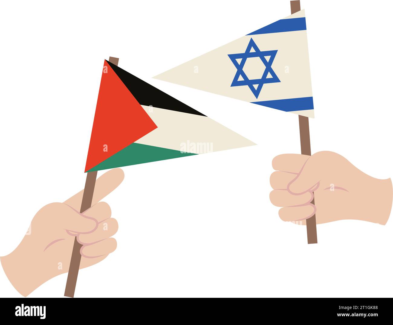 palestine and israel flags waving in hands Stock Vector Image & Art - Alamy