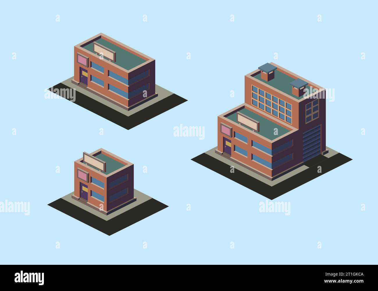 Set of three isometric multi-storey building, vector illustration Stock Vector Image & Art - Alamy