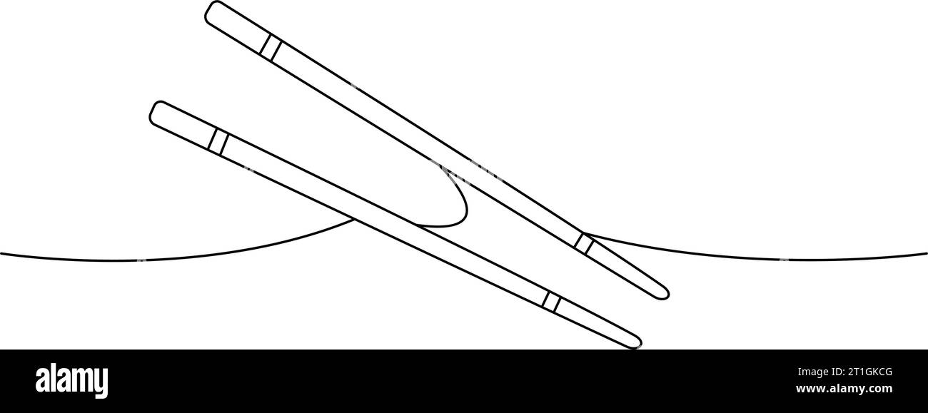 Chopsticks one line continuous drawing. Japanese cuisine, traditional ...