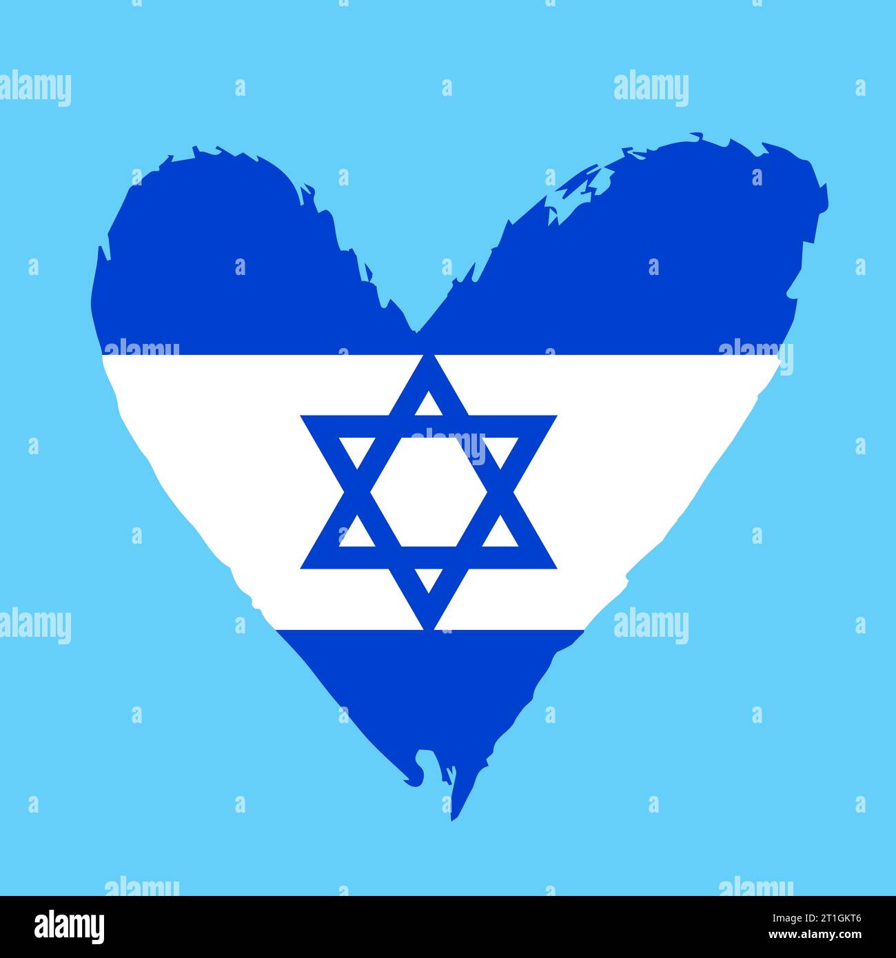 Flag of Israel Heart Shape Emblem with David Star Stock Vector Image ...