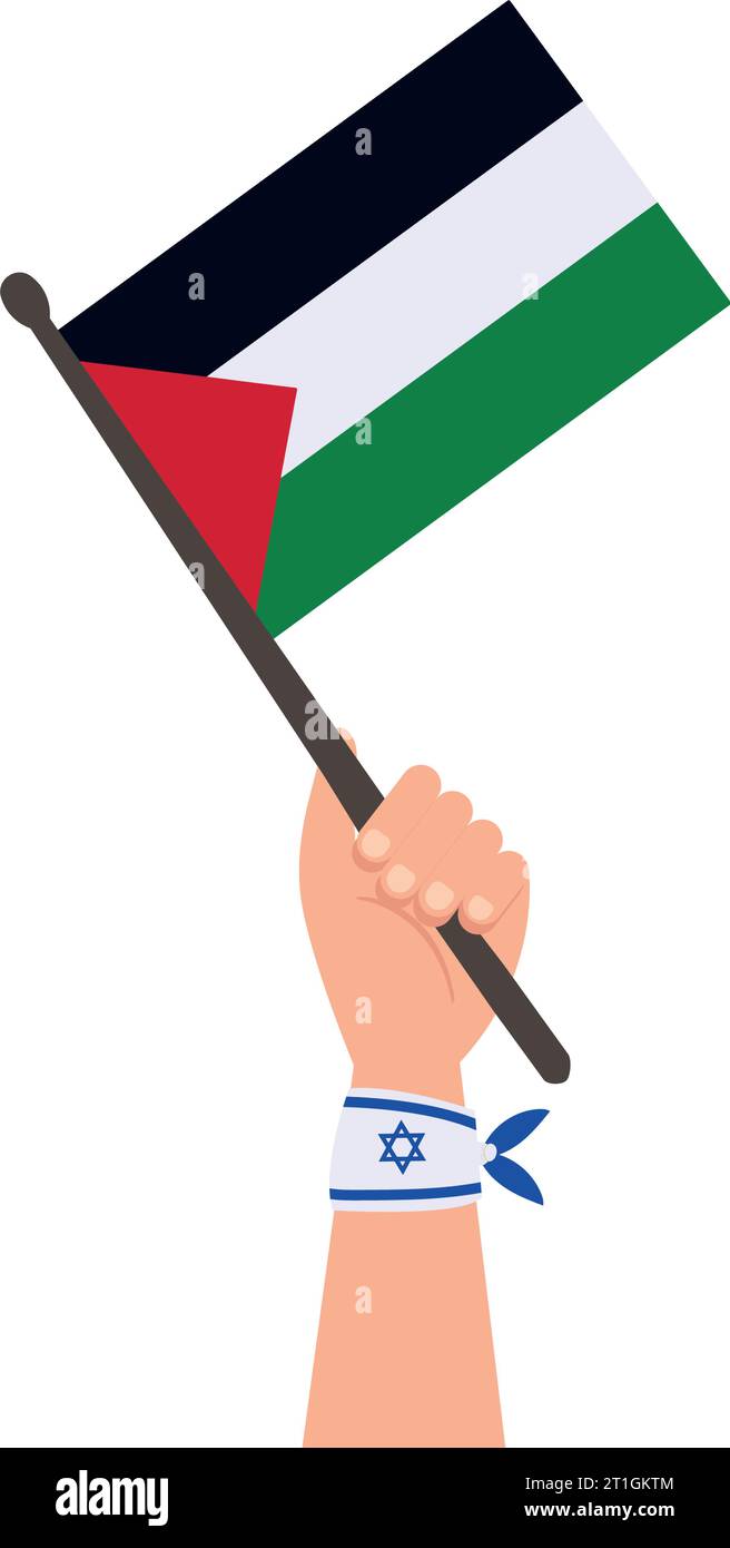 israel handband in hand waving palestine flag Stock Vector Image & Art ...