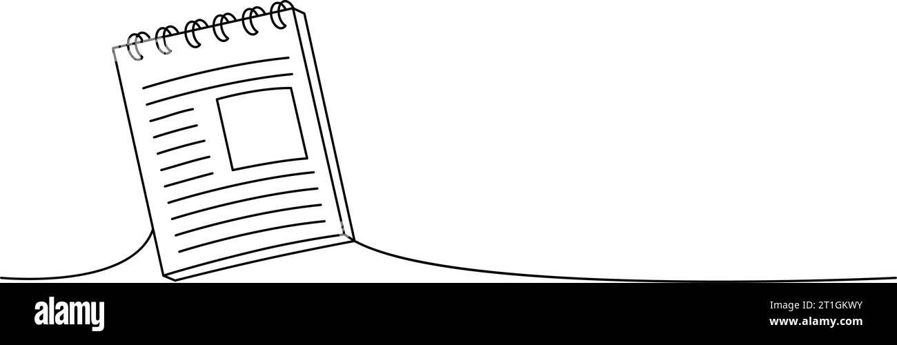 Notebook, school supplies one line continuous drawing. Back to school ...