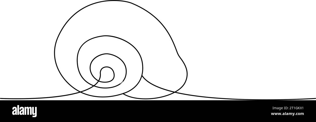 Mollusc one line continuous drawing. Tropical underwater shell ...