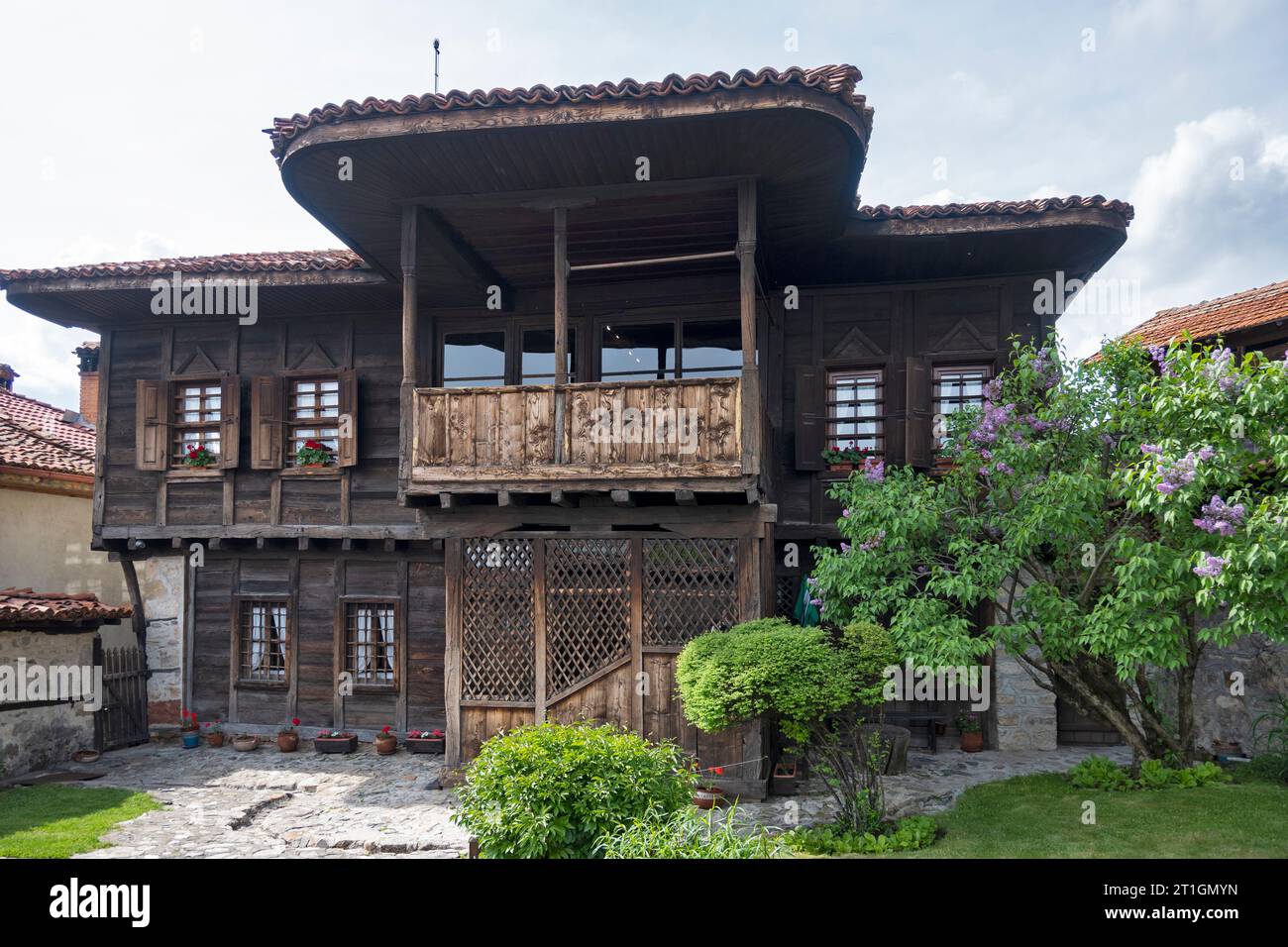Typical Street and old houses in Historical town of Koprivshtitsa, Sofia Region, Bulgaria Stock ...