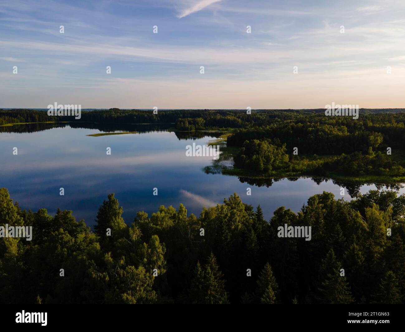 Aerial view of Ilgis Lake/Ežeras, next to Žemaitijos Nacionalinis ...