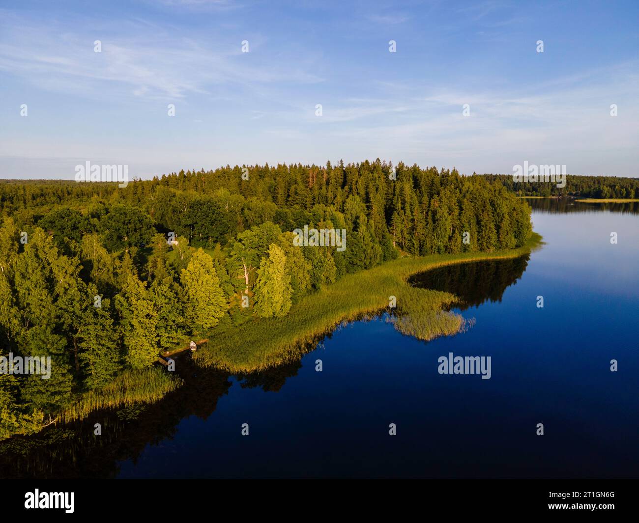 Aerial view of Ilgis Lake/Ežeras, next to Žemaitijos Nacionalinis ...