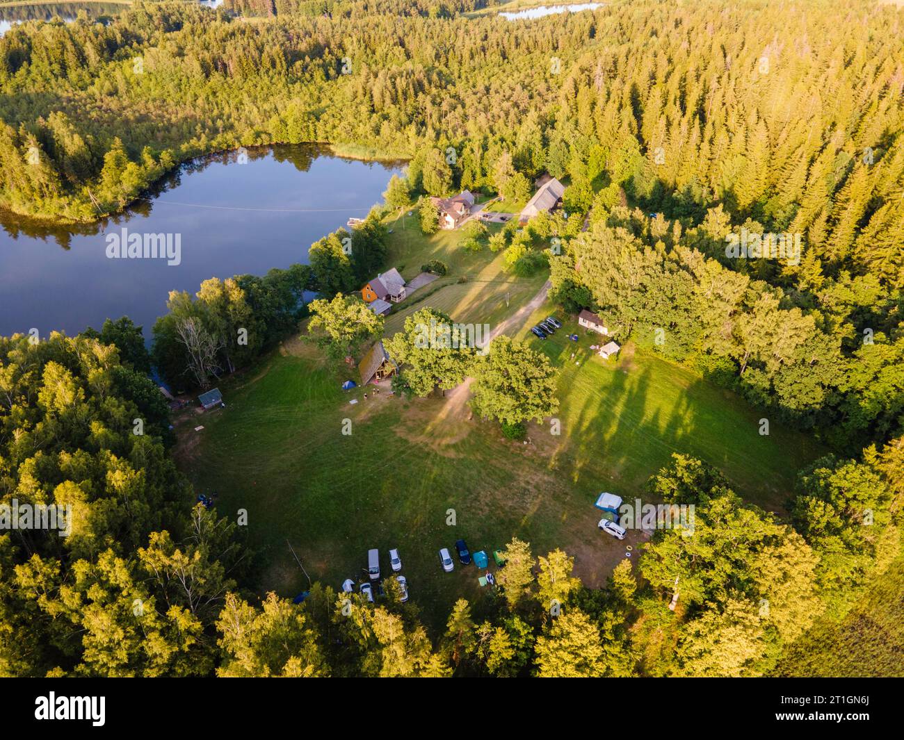Aerial view of Ilgis Lake/Ežeras, next to Žemaitijos Nacionalinis ...