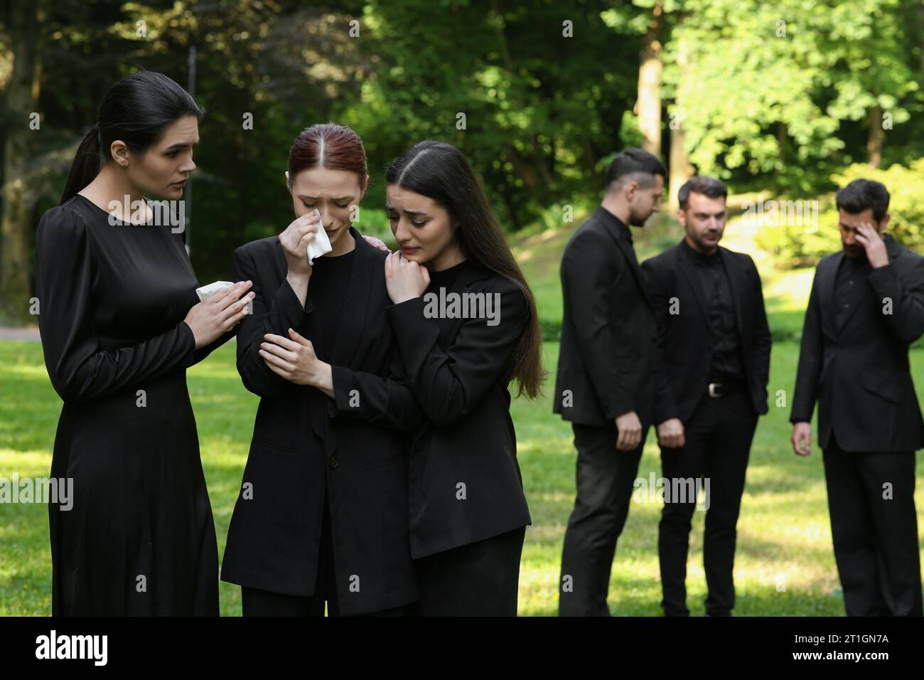 Sad woman crying in park hi-res stock photography and images - Alamy