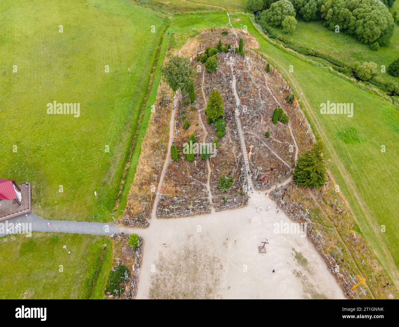 Aerial photograph of Kryżiu Kalnas/Hill of Crosses, a Christian ...