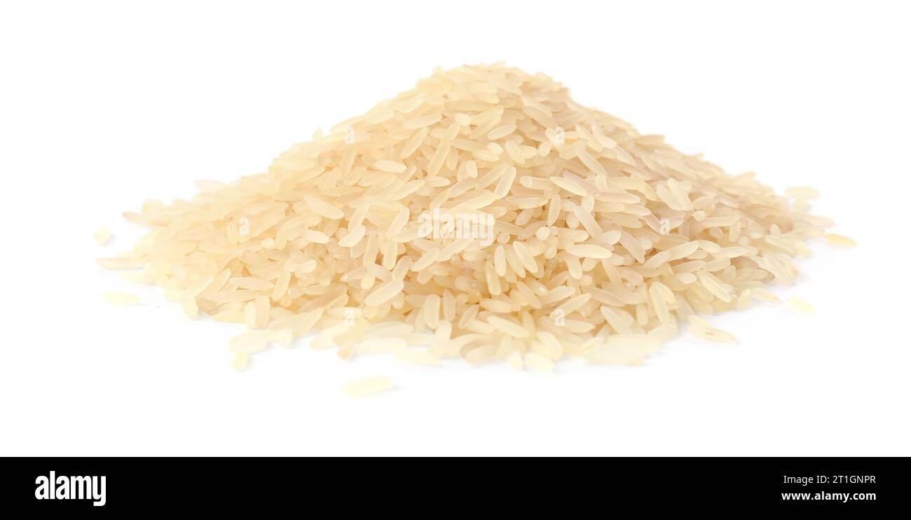 Pile of raw rice isolated on white Stock Photo - Alamy