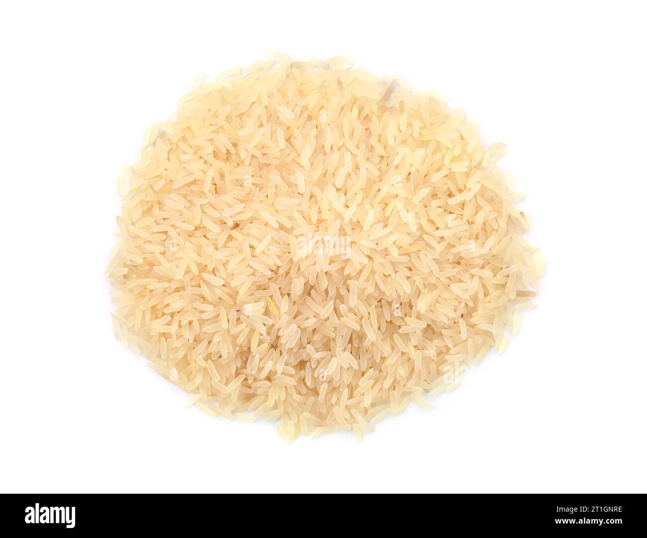 Pile of raw rice isolated on white, top view Stock Photo - Alamy