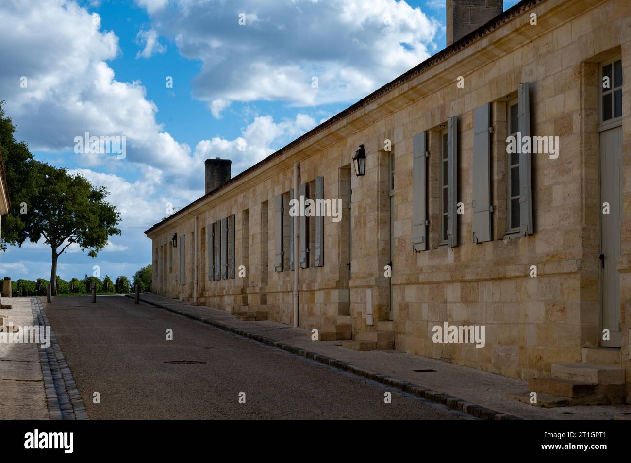 Views of typical French wine domain or chateau in Haut-Medoc red wine ...