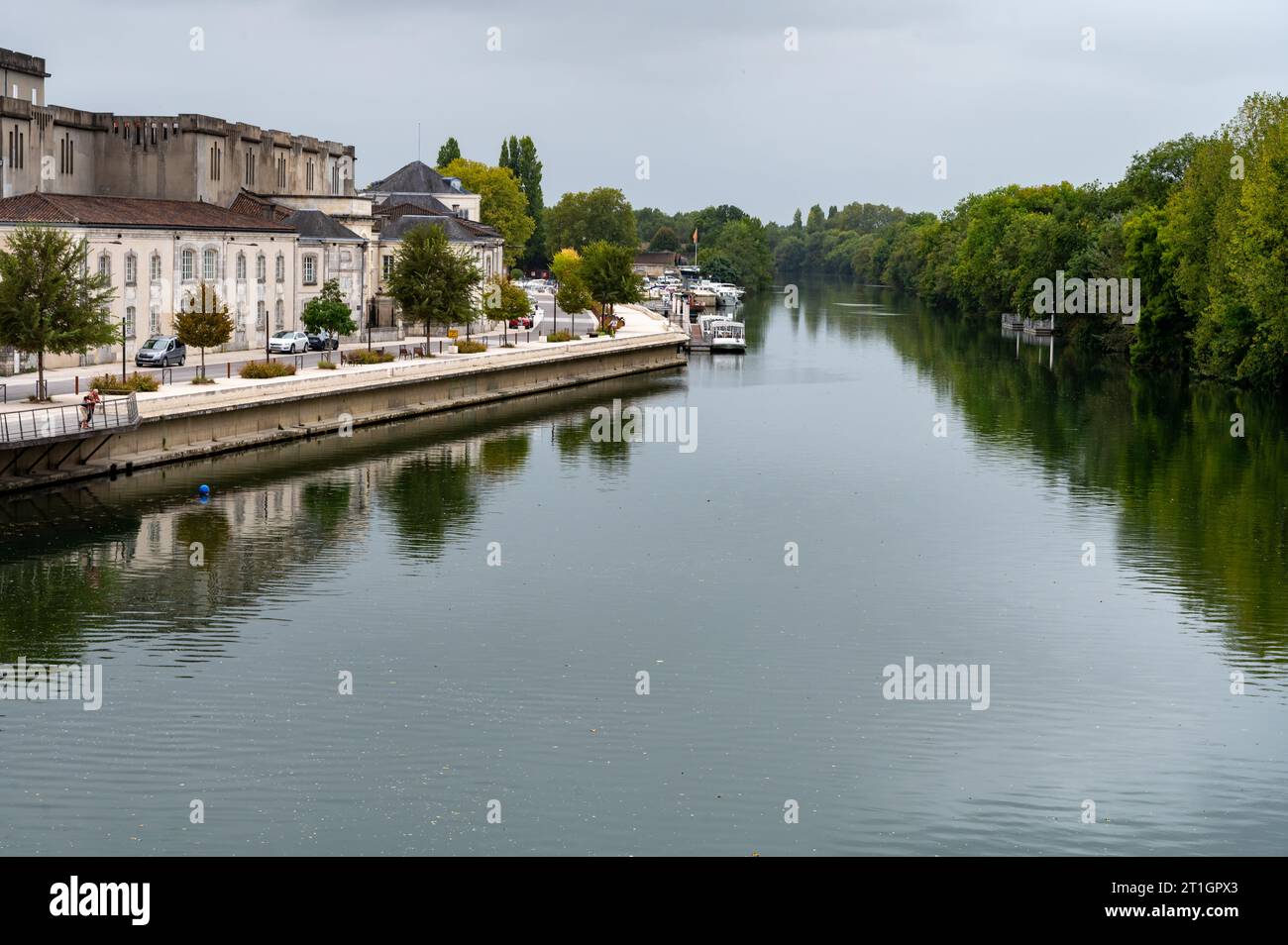 View on old streets and houses in Cognac white wine region, Charente ...