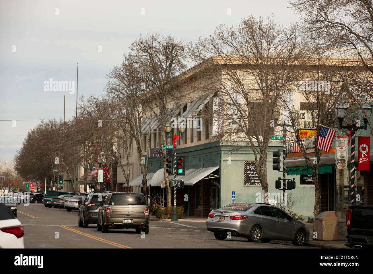 Los Banos, California, USA - January 3, 2023: Cloudy winter sun shines ...