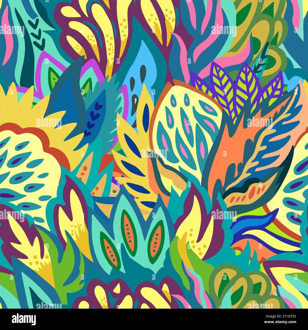 Colorful vector pattern with abstract organic shapes. Vivid modern ...