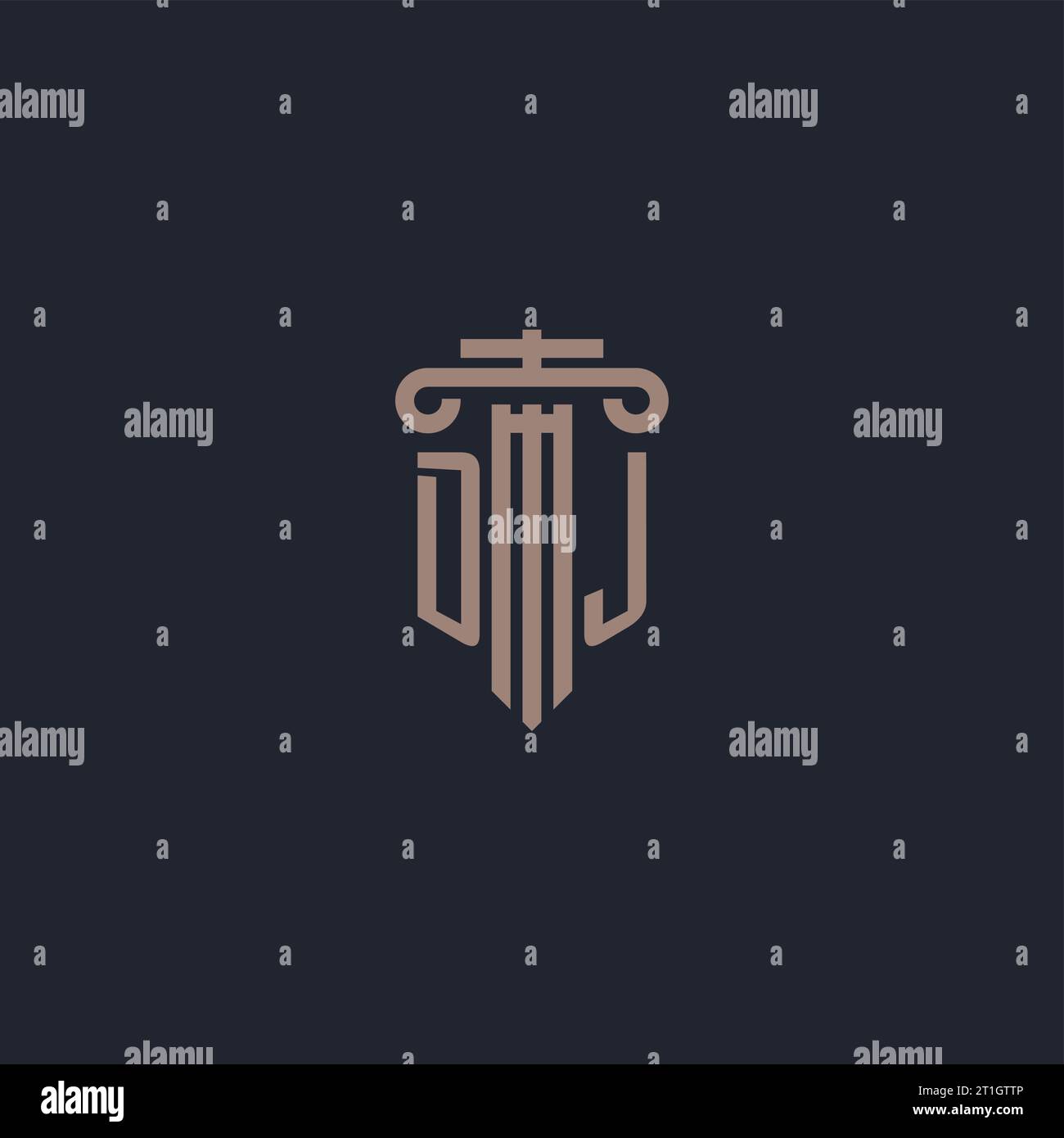 DJ initial logo monogram with pillar style design for law firm and ...