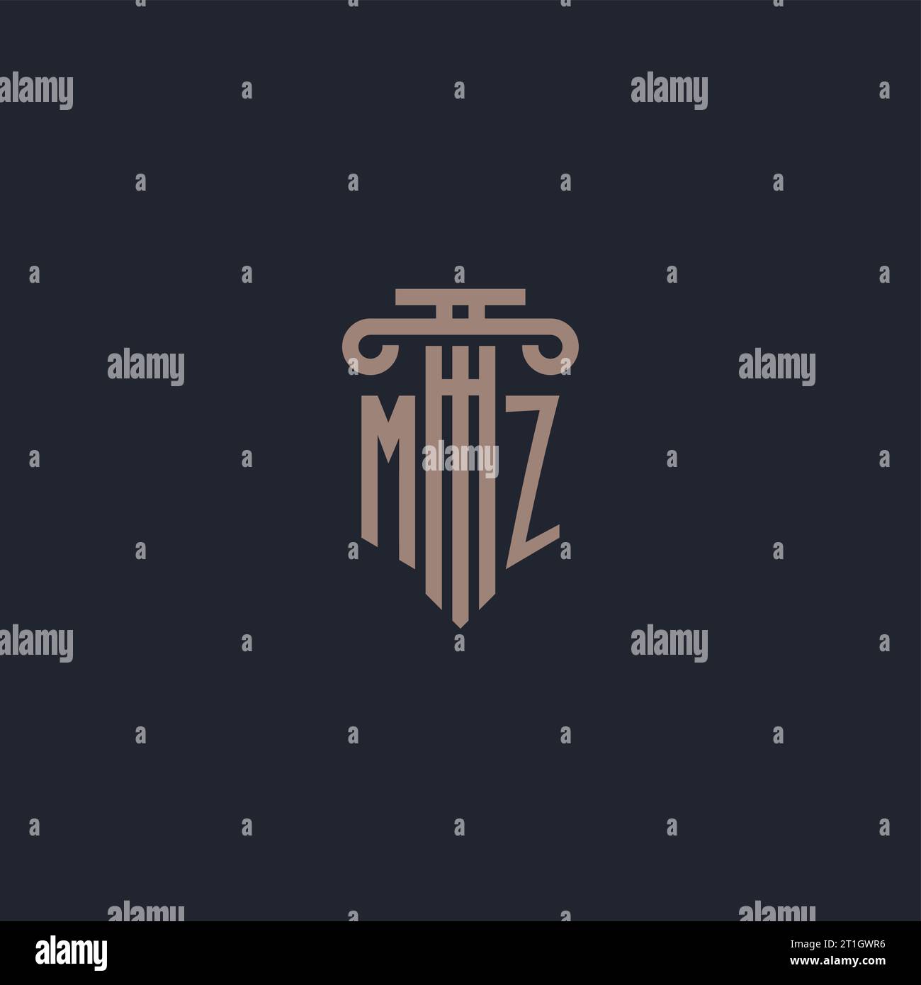MZ initial logo monogram with pillar style design for law firm and ...