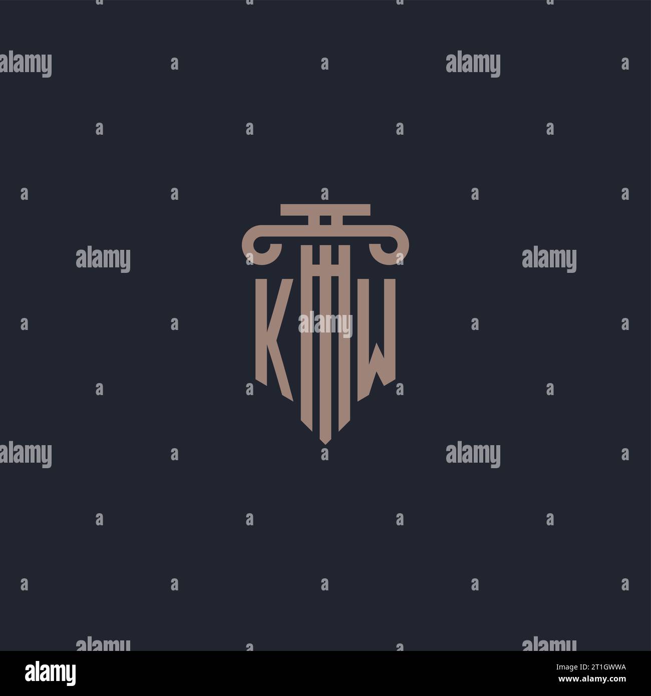 KW initial logo monogram with pillar style design for law firm and ...