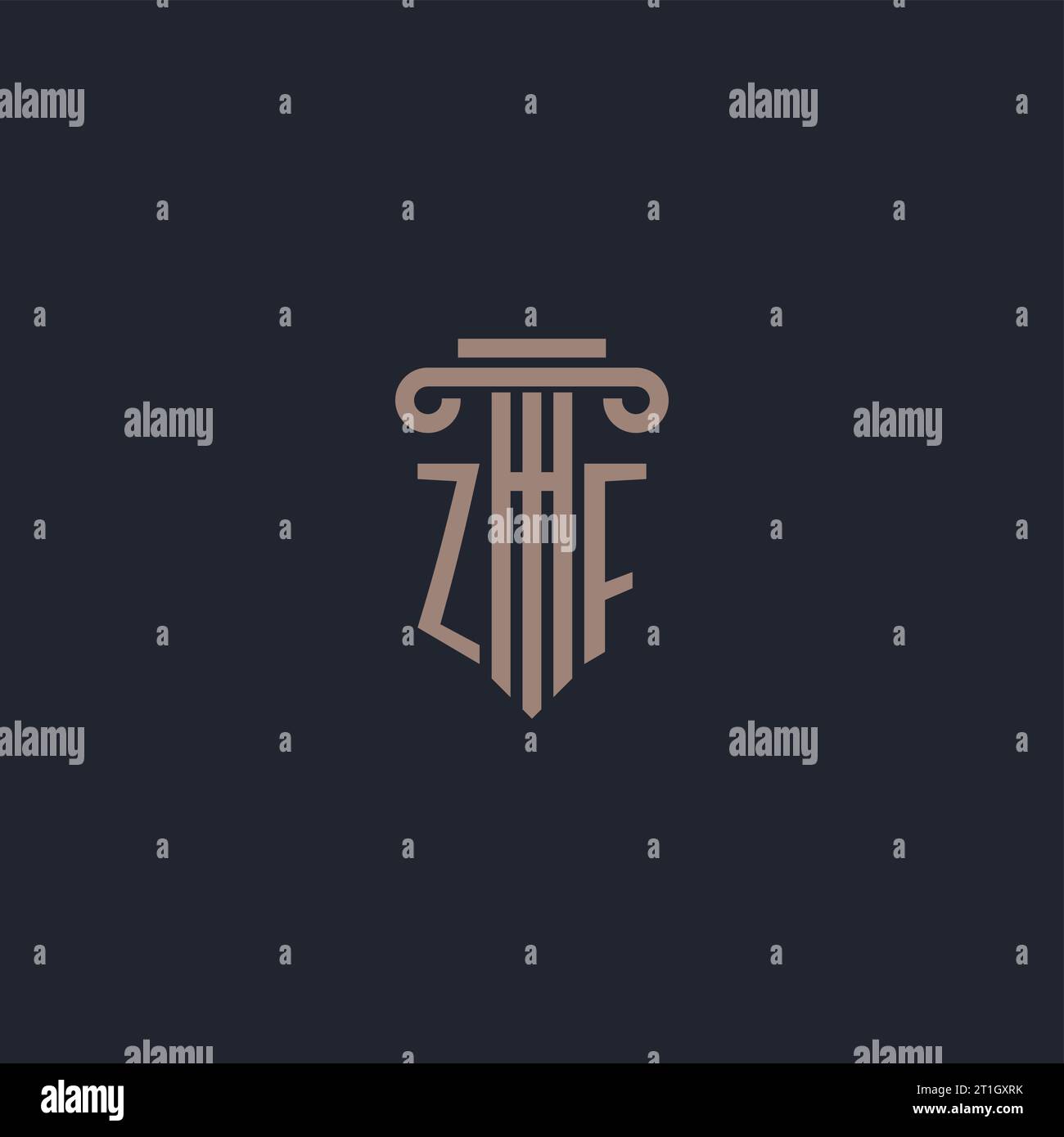 ZF initial logo monogram with pillar style design for law firm and ...