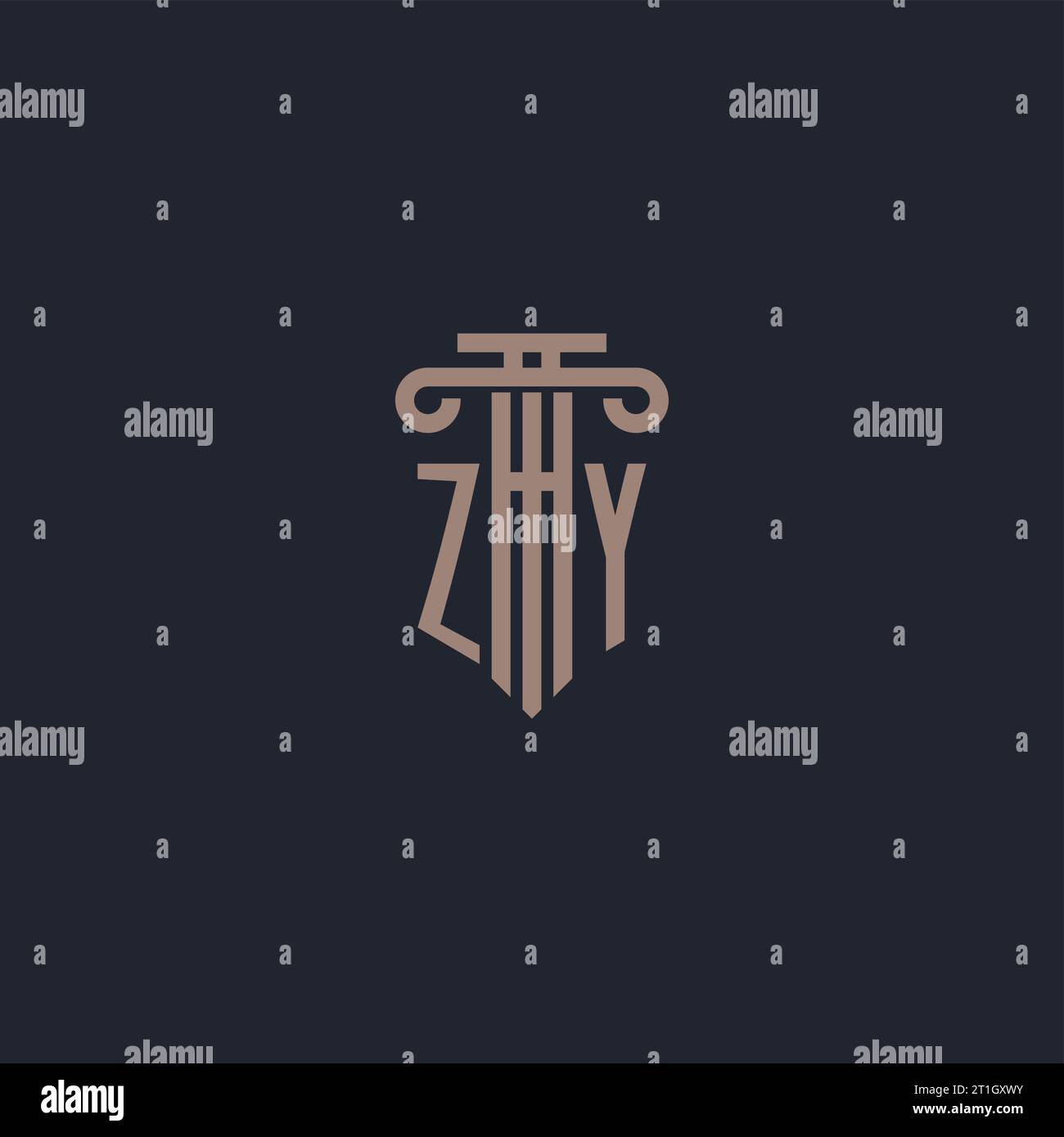 ZY initial logo monogram with pillar style design for law firm and justice company Stock Vector ...