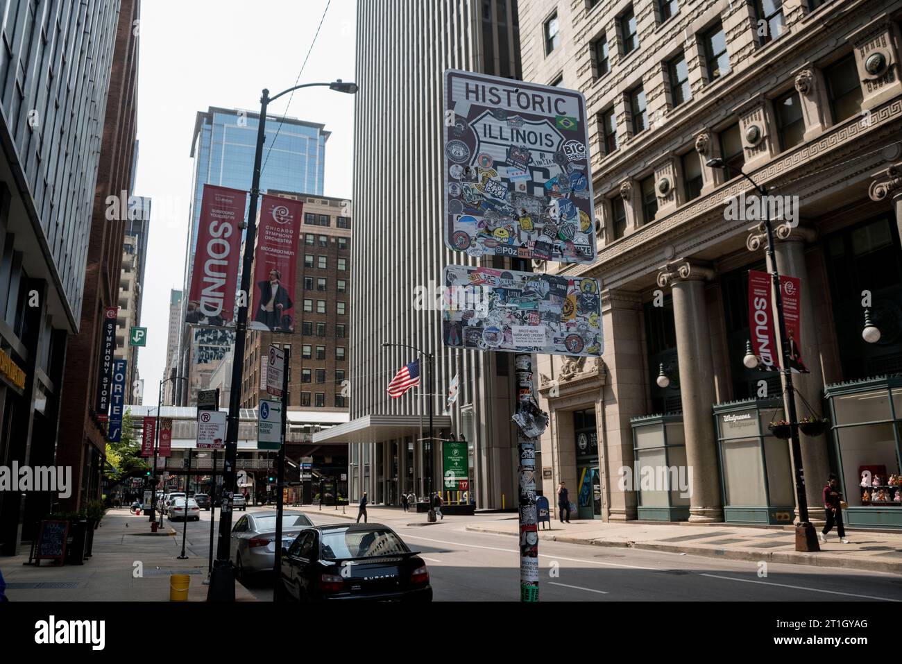 Chicago route 66 sign Stock Photo - Alamy