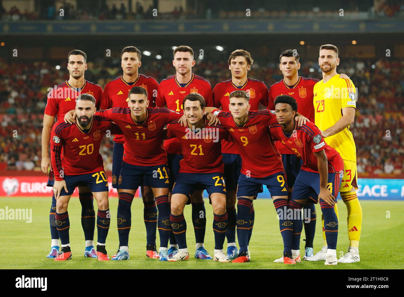 Sevilla, Spain. 12th Oct, 2023. Spain team group line-up (ESP) Football/Soccer : UEFA Euro 2024 ...