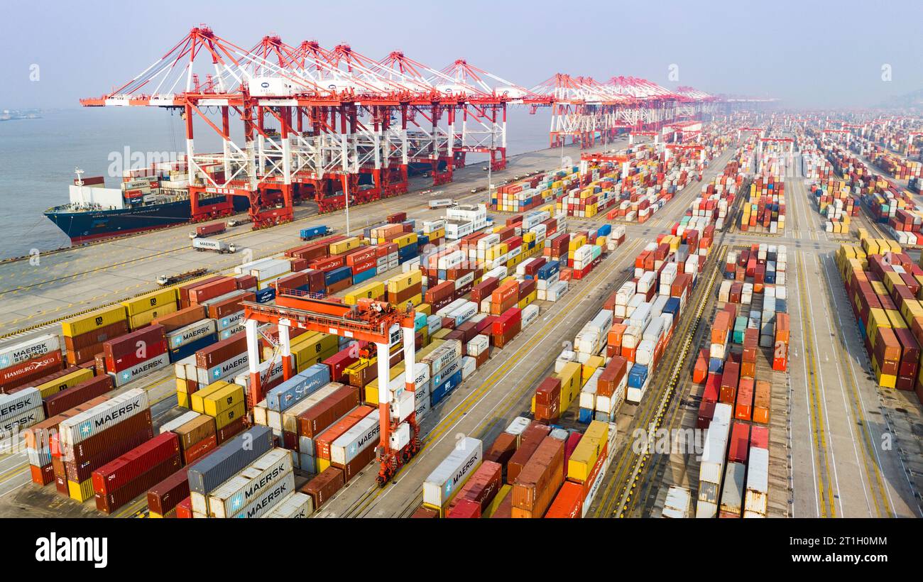 SHANGHAI, CHINA - OCTOBER 14, 2023 - Container handling operation in ...