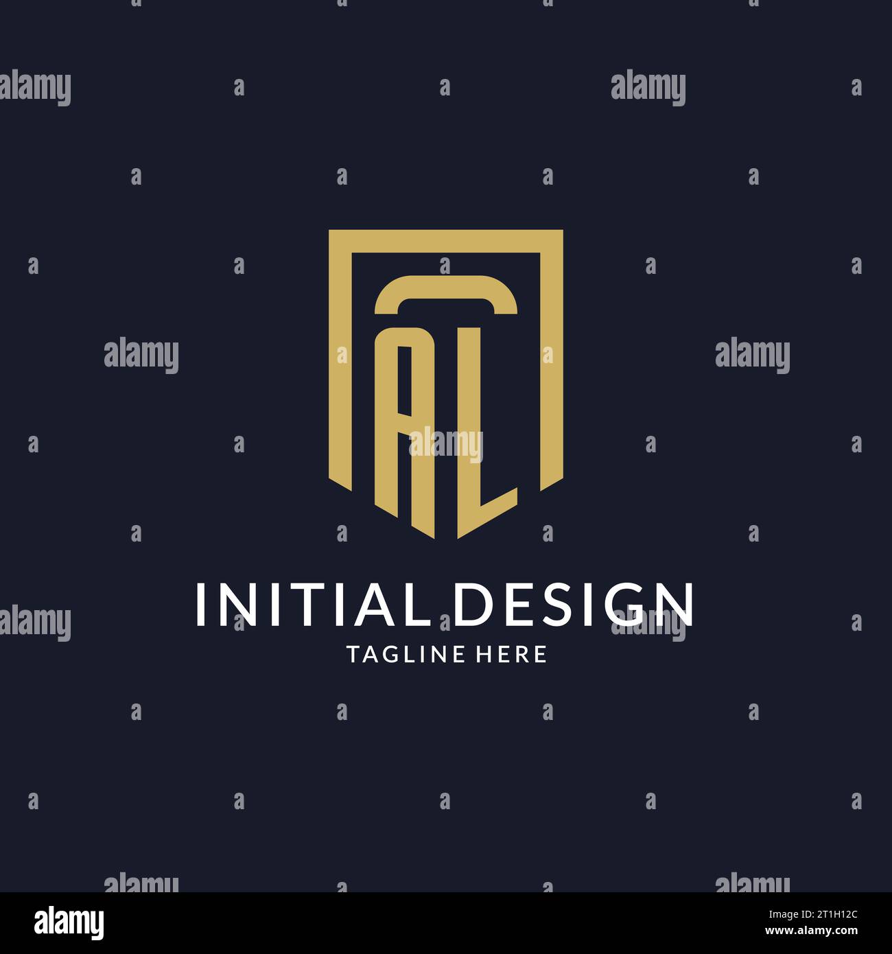 AL logo initial with geometric shield shape design style vector graphic ...