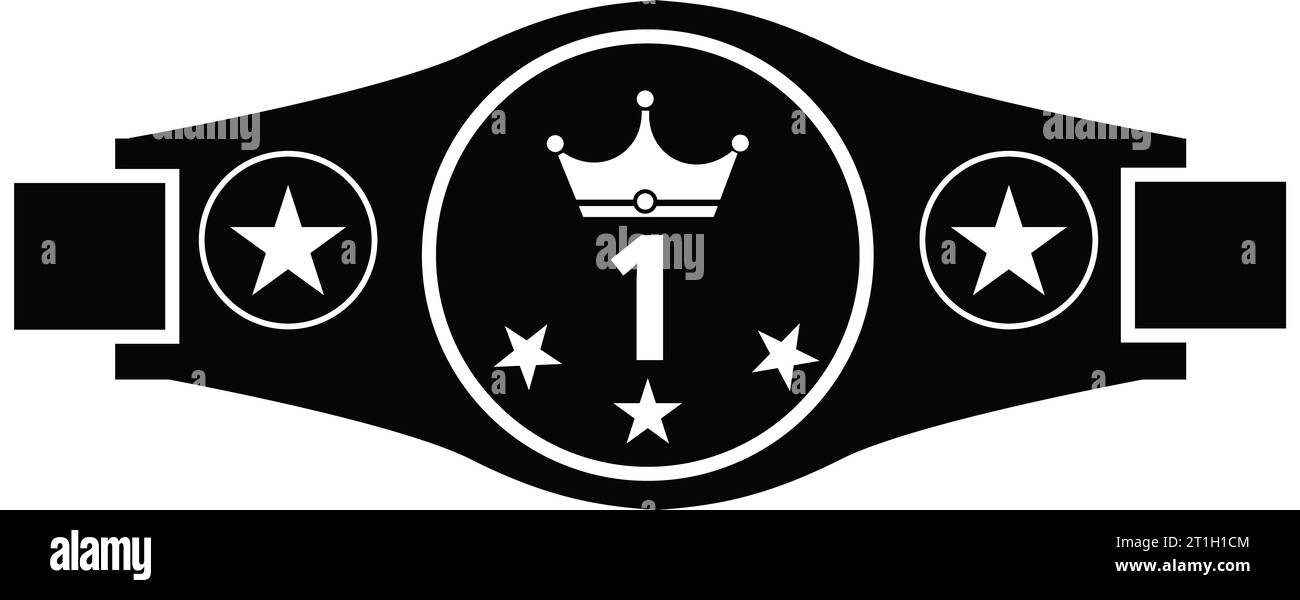 Champion belt box award sport icon. Championship belt sign. Boxing gold ...