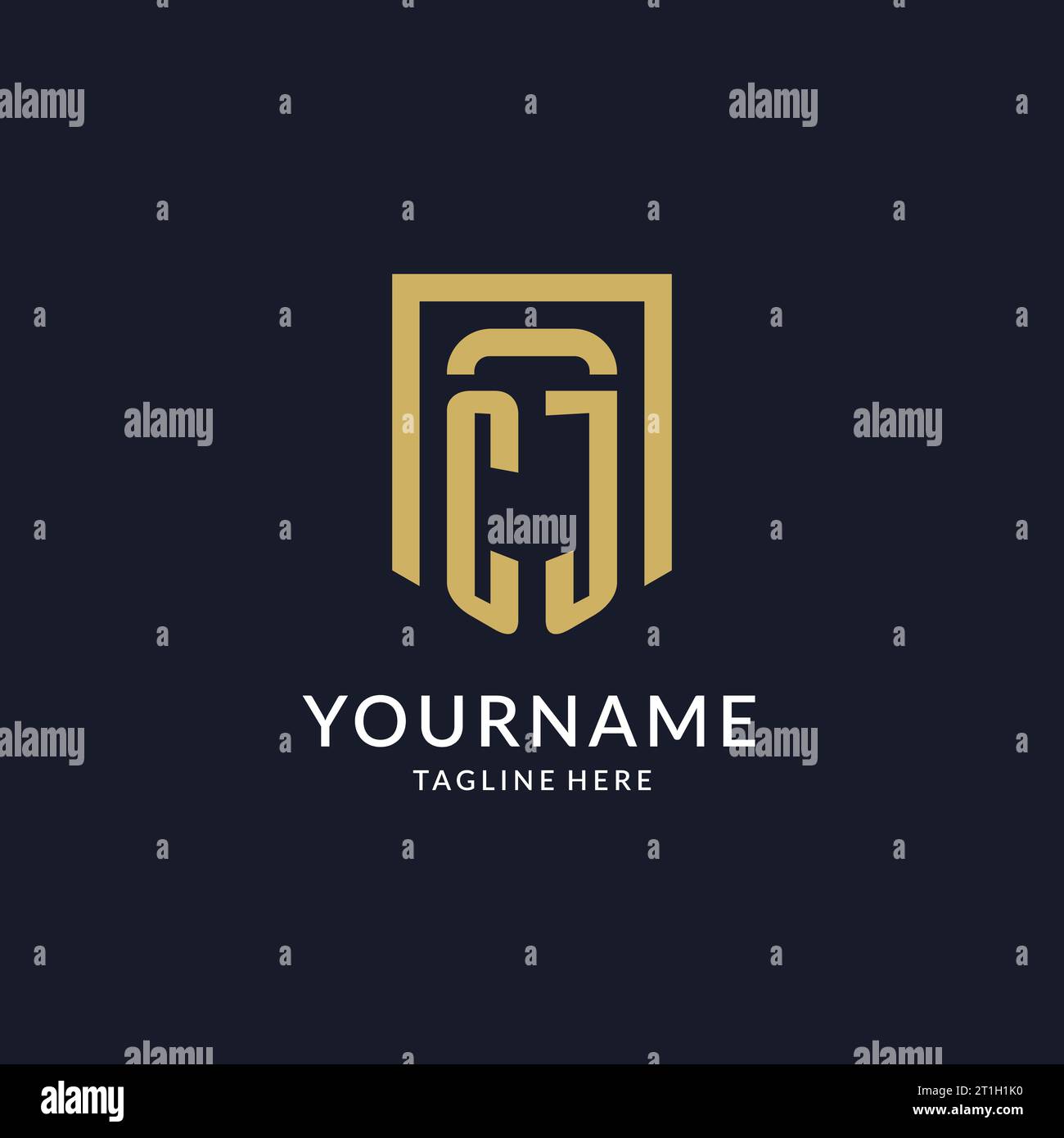 CJ logo initial with geometric shield shape design style vector graphic ...