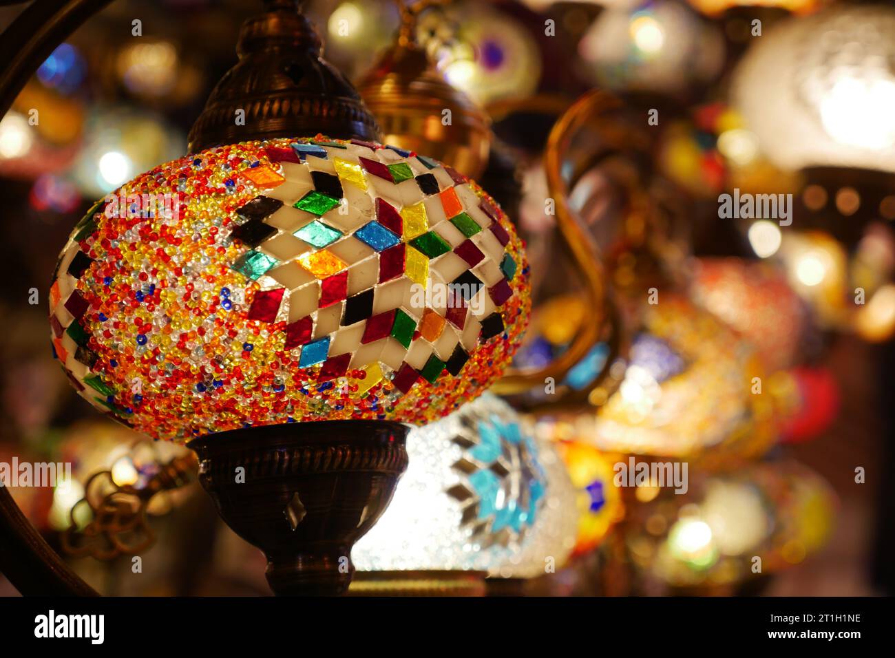 glowing lantern lamp in a row Stock Photo - Alamy