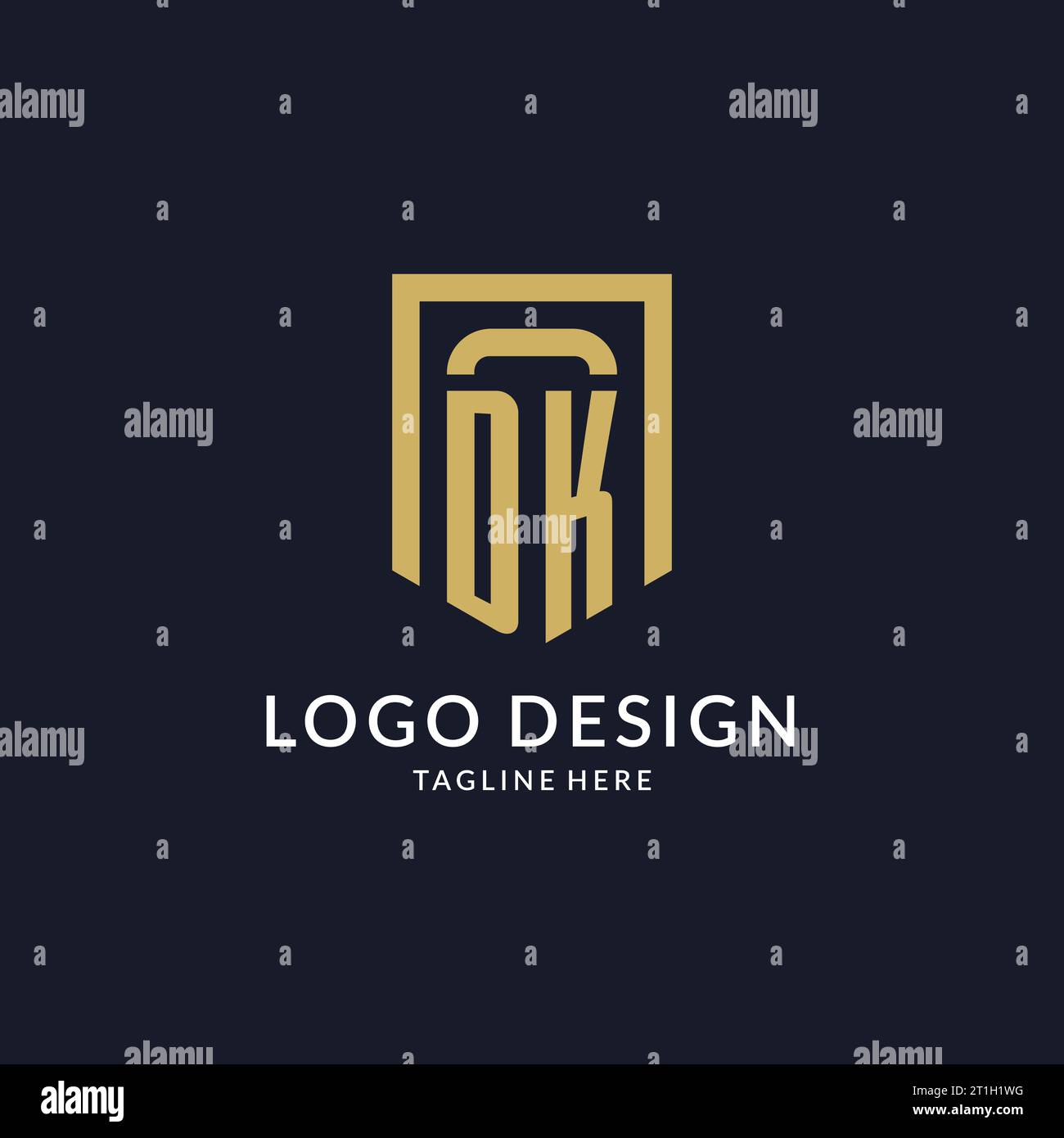 DK logo initial with geometric shield shape design style vector graphic ...
