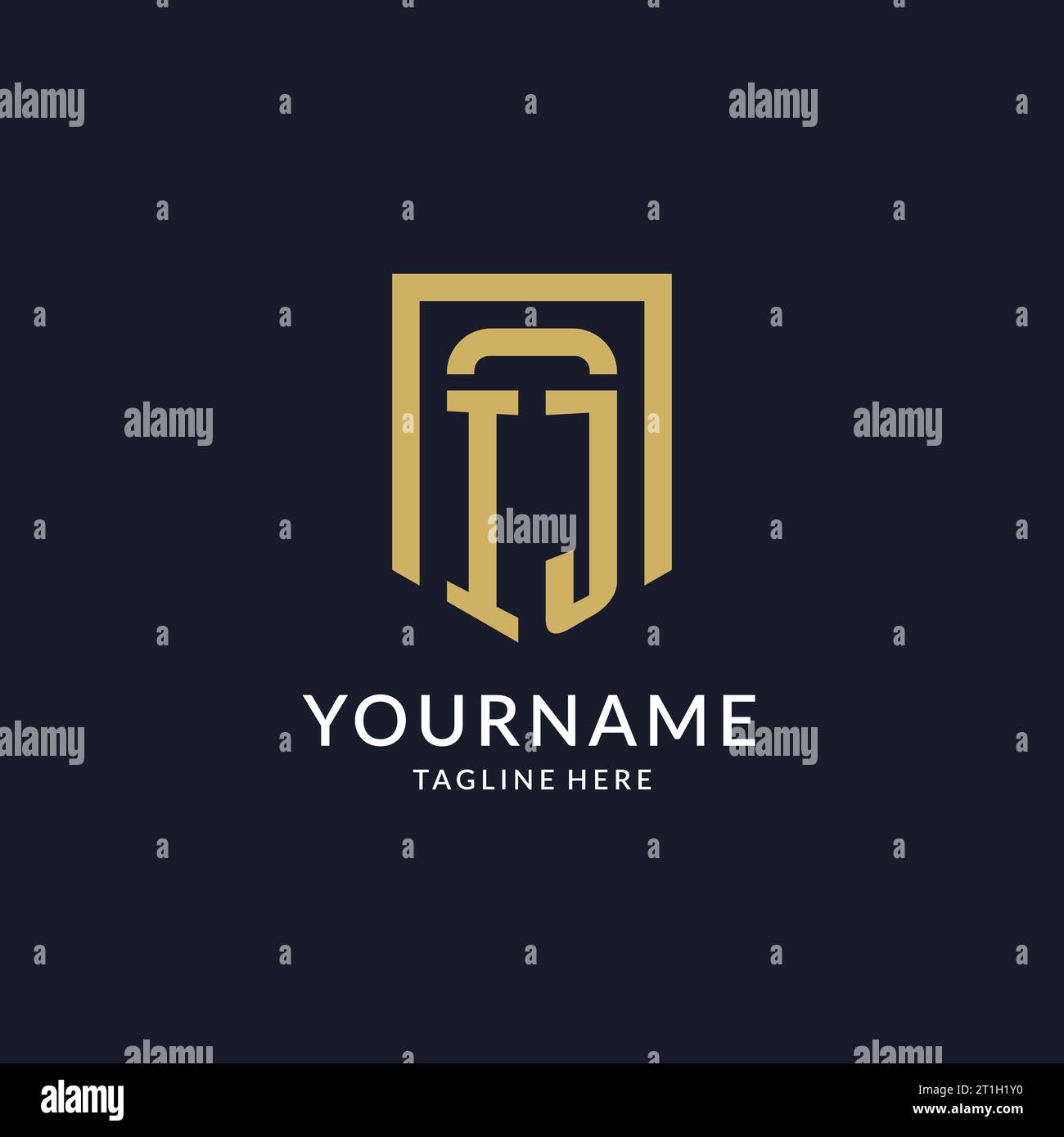 IJ logo initial with geometric shield shape design style vector graphic ...