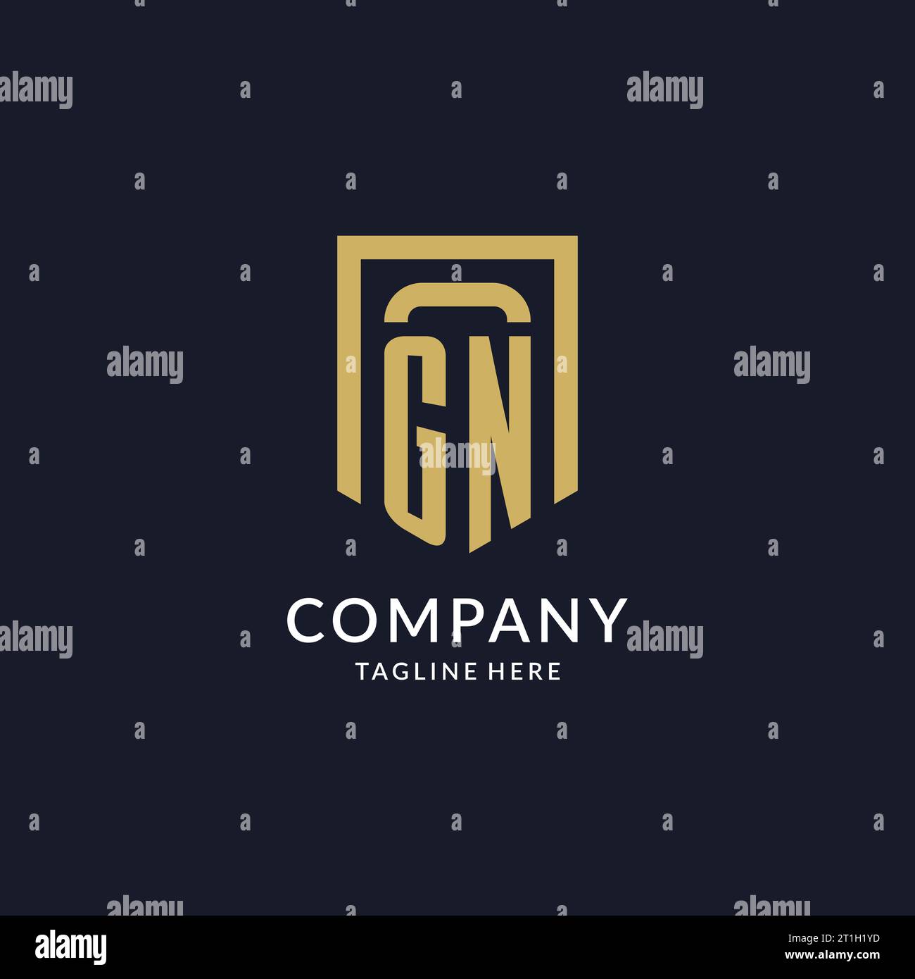 GN logo initial with geometric shield shape design style vector graphic ...