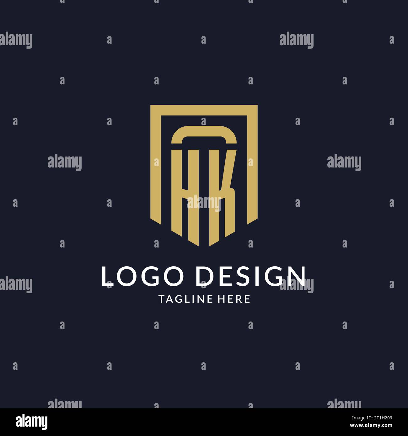 HK logo initial with geometric shield shape design style vector graphic ...