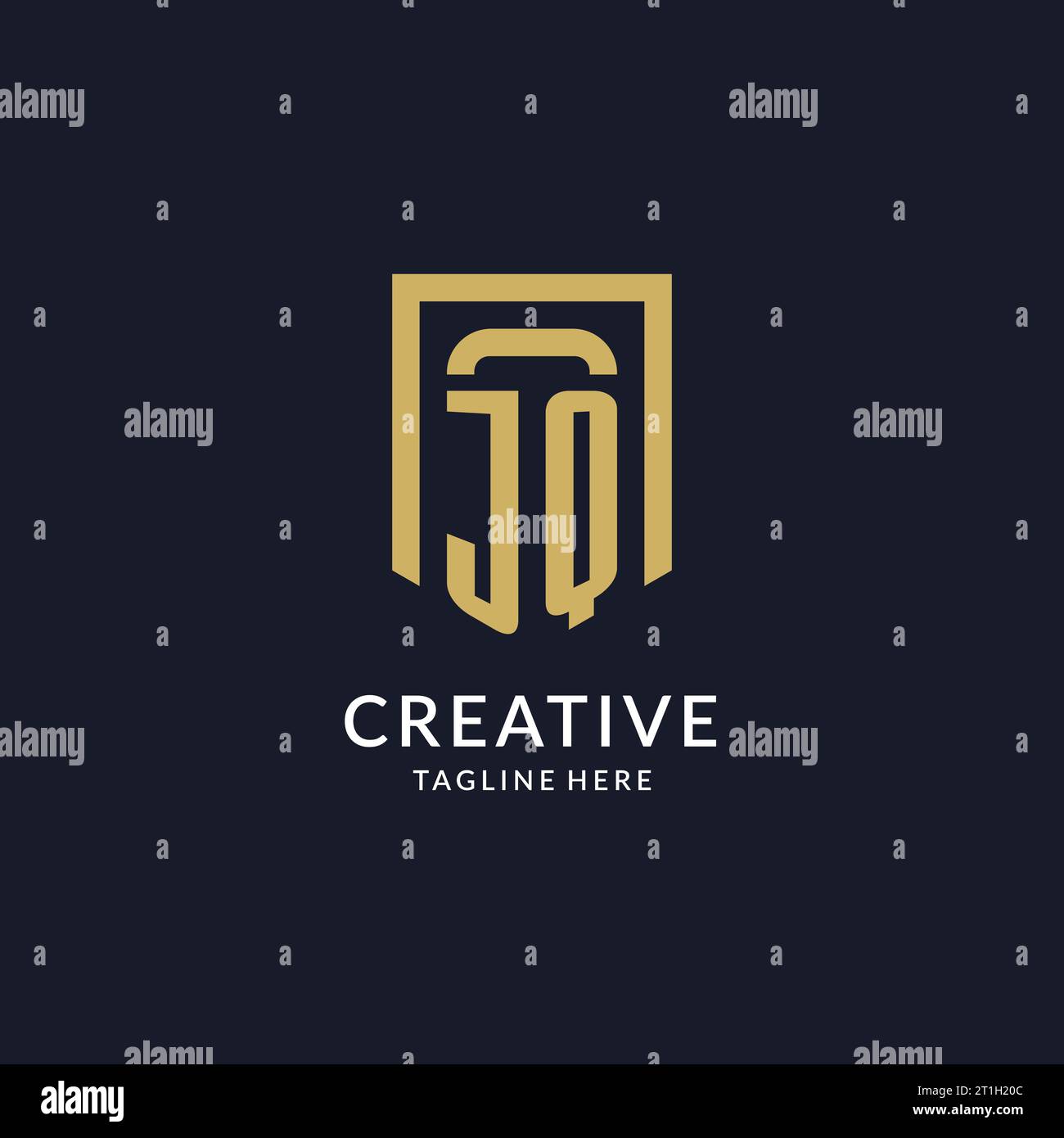 JQ logo initial with geometric shield shape design style vector graphic ...