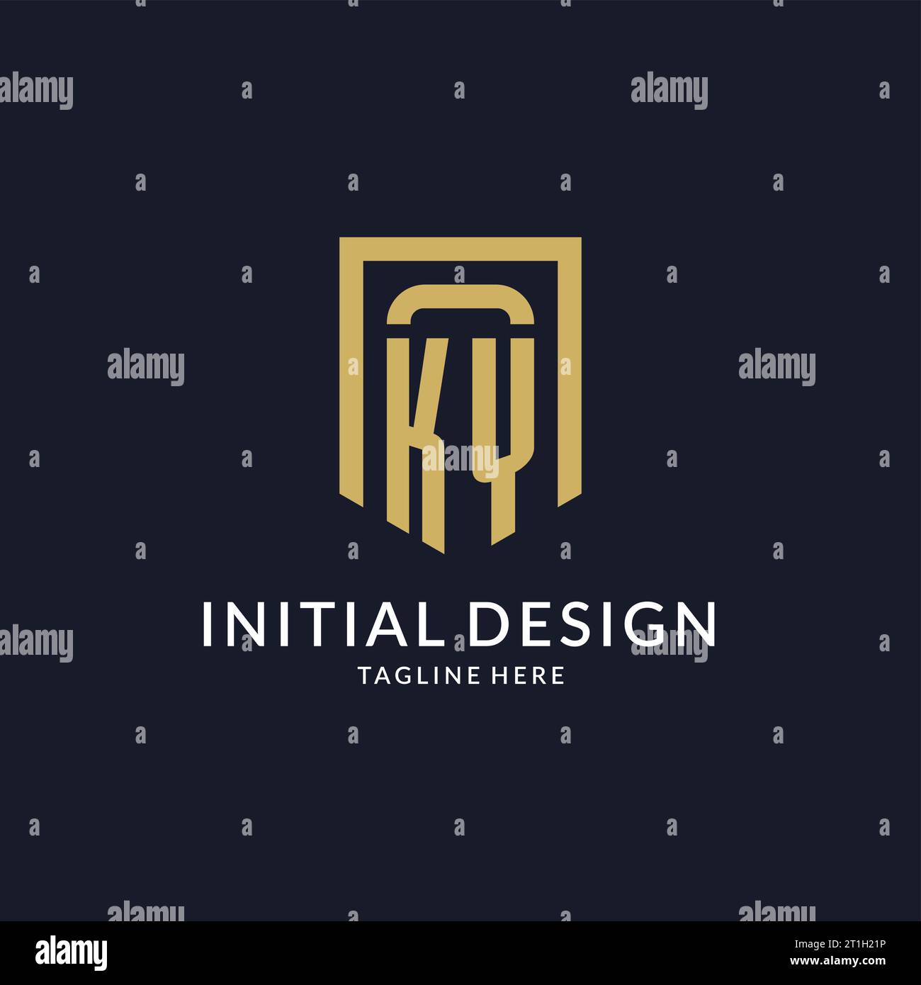 KY logo initial with geometric shield shape design style vector graphic ...