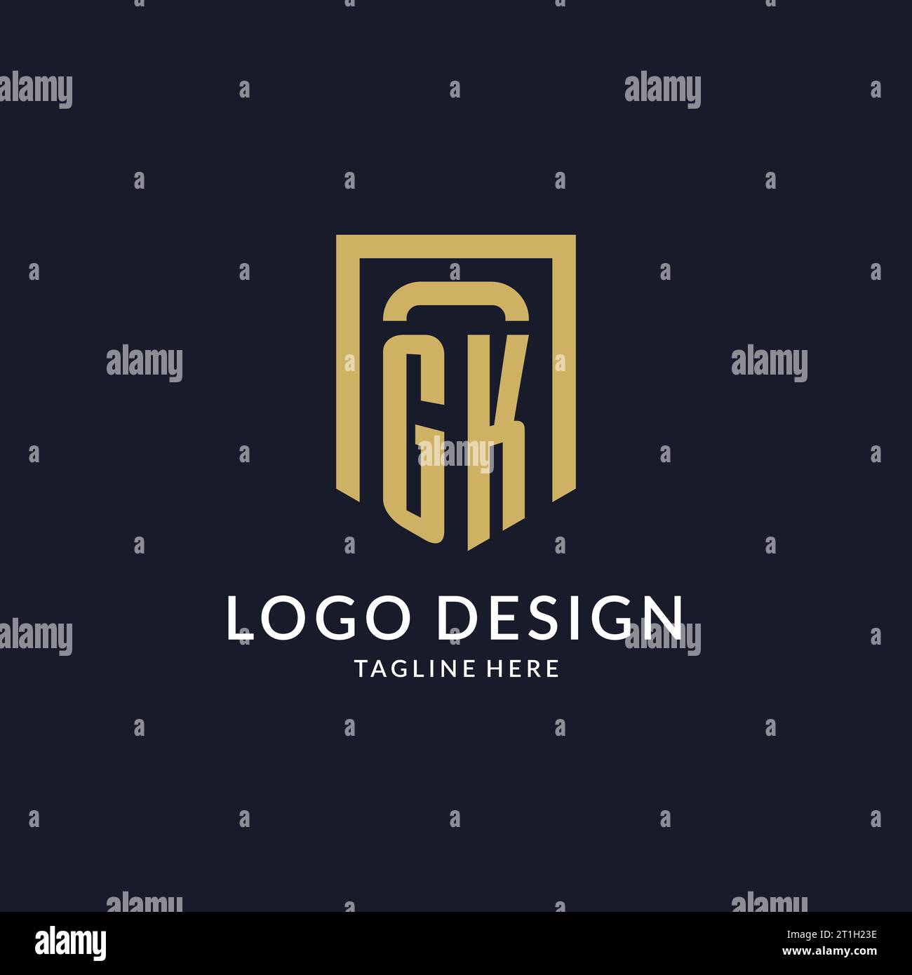 GK logo initial with geometric shield shape design style vector graphic ...